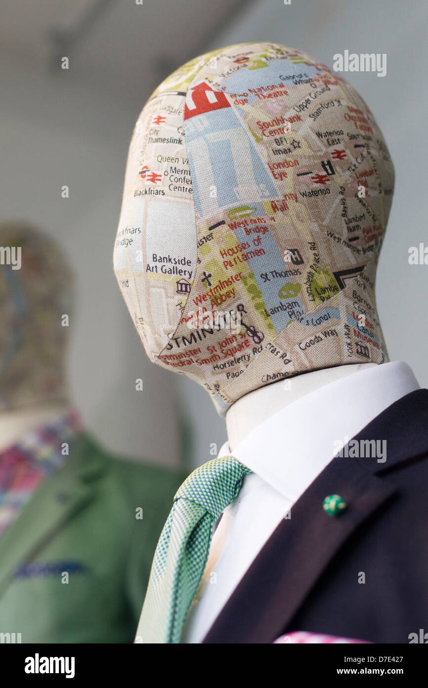 Male Mannequin with the Map of London for a head Stock Photo - Alamy
