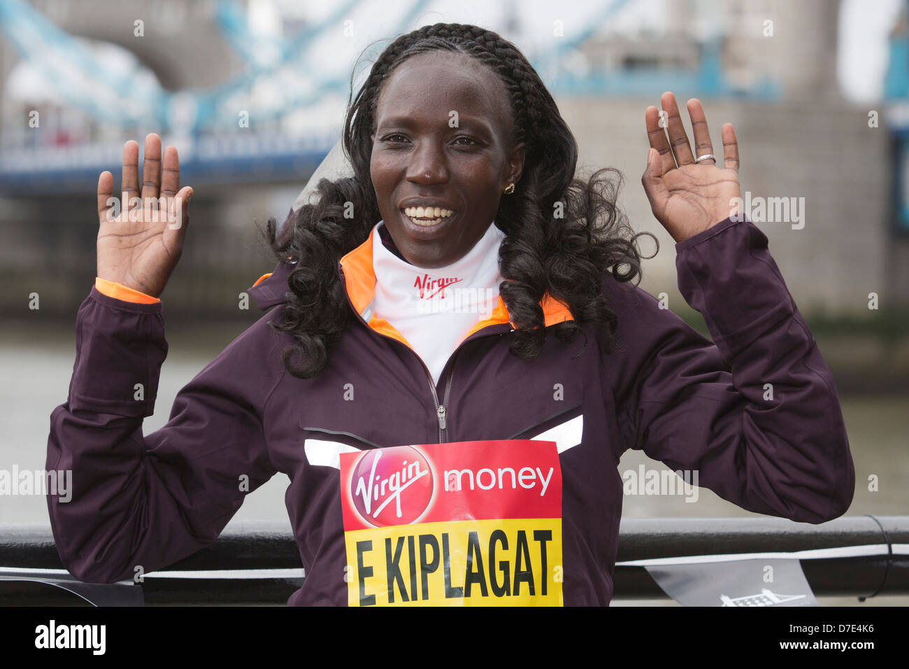 Kenyan Runner Edna Kiplagat at Virgin London Marathon 2013 photocall ...