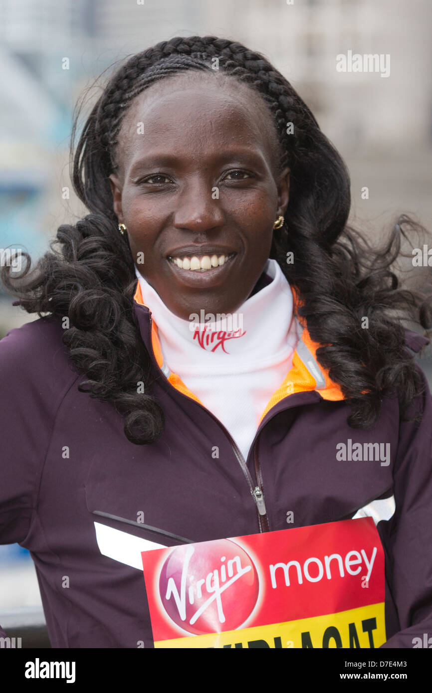 Kenyan Runner Edna Kiplagat at Virgin London Marathon 2013 photocall ...