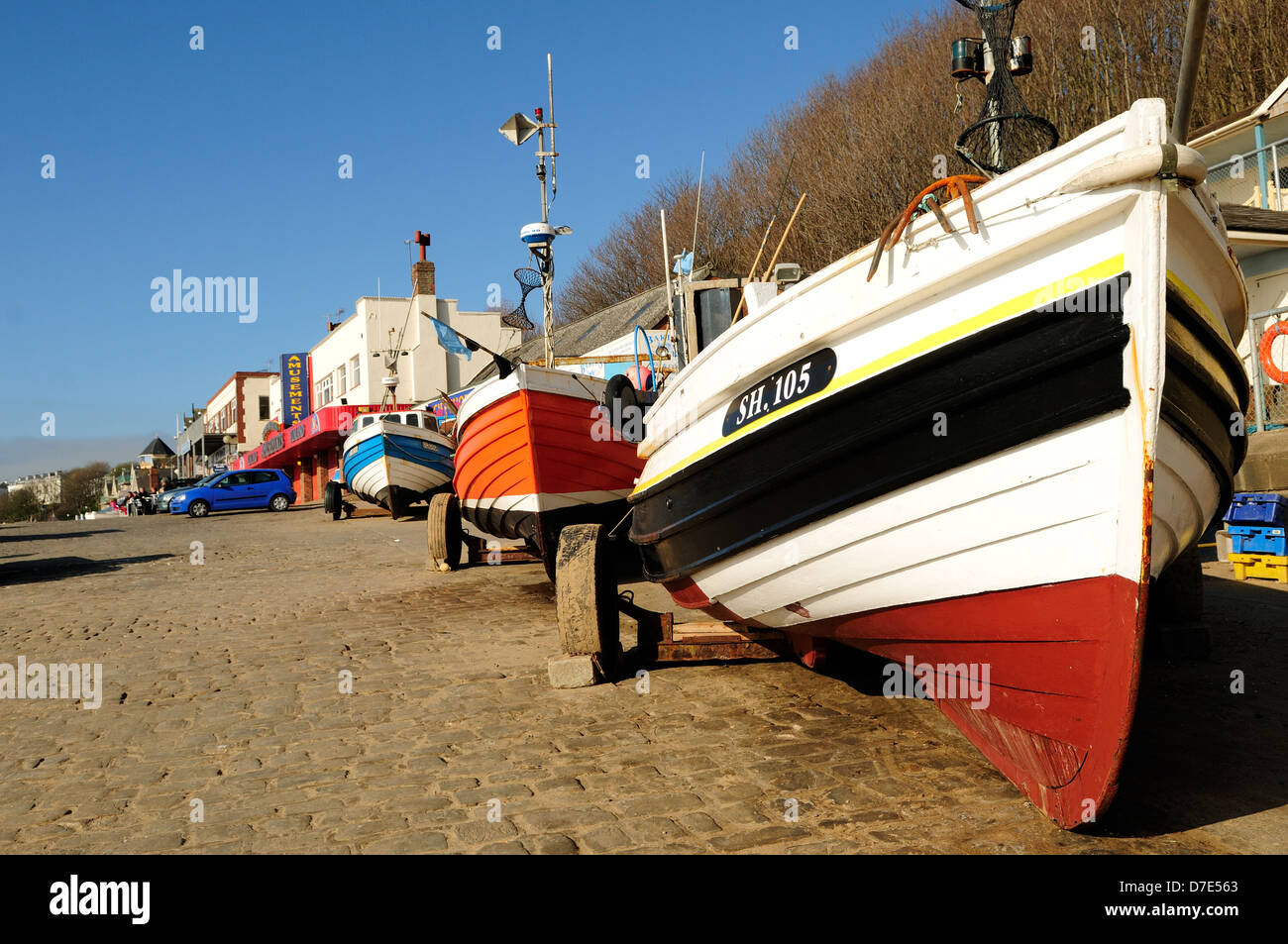 Filey,East Yorkshire.Fishing Boats in the Harbour Stock Photo - Alamy