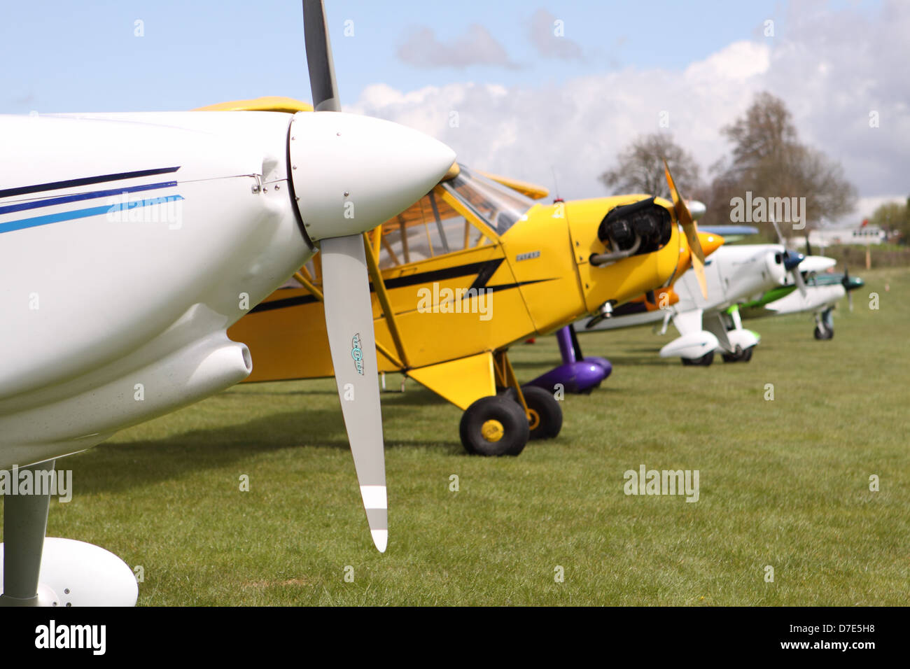 Light aircraft general aviation planes at Popham grass airfield UK ...