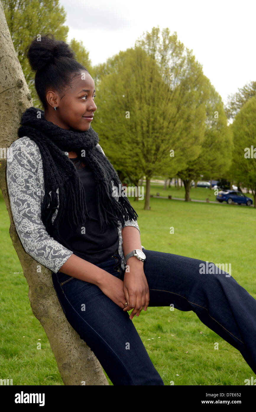 Pretty Afro-caribbean girl posing Stock Photo - Alamy