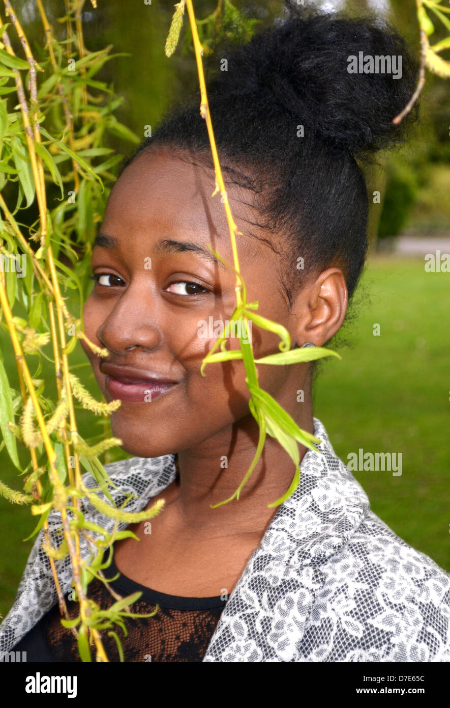 Portrait of pretty Afro-Caribbean girl posing Stock Photo - Alamy