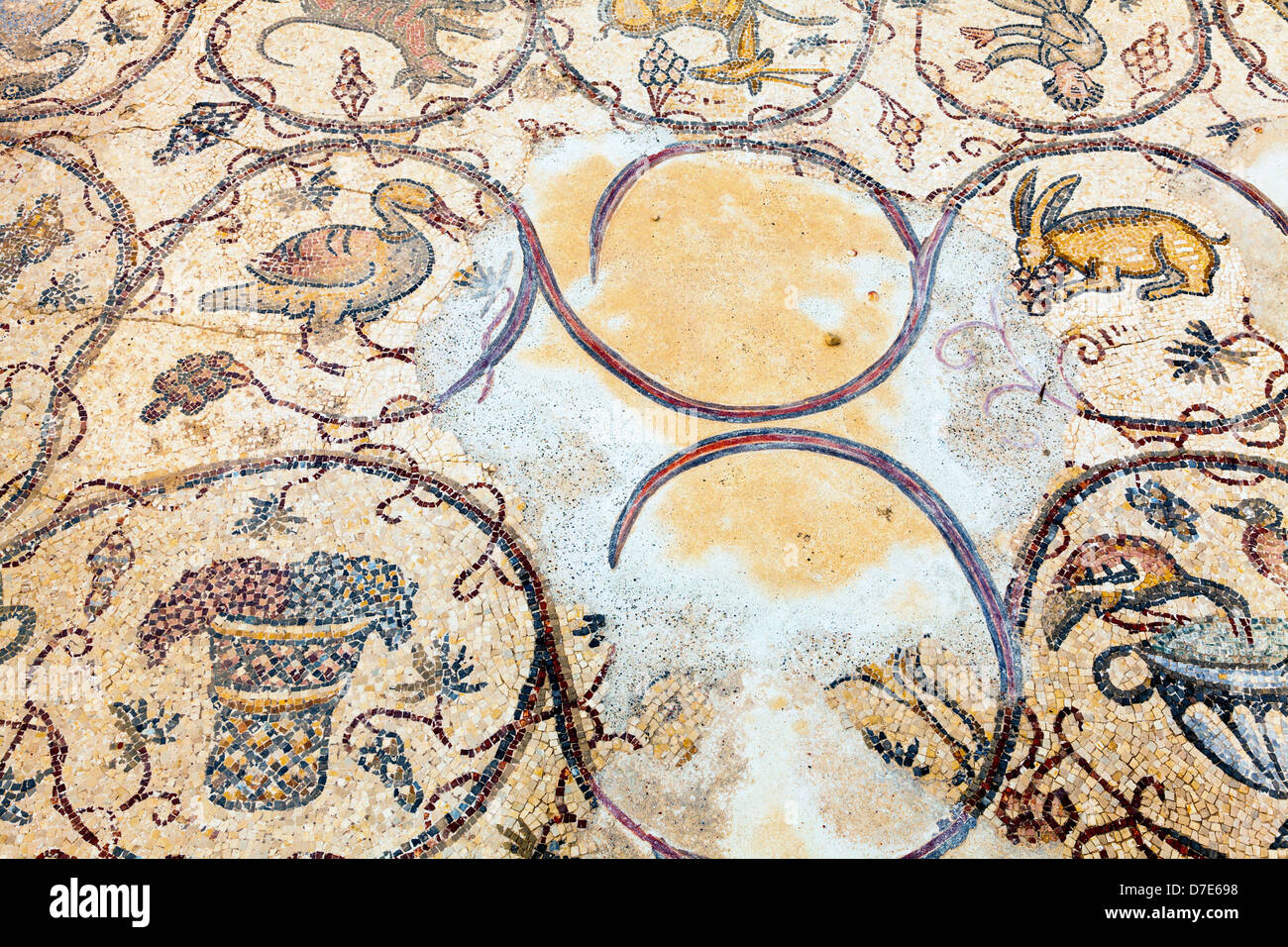 Elements of floor mosaic at Caesarea in Israel Stock Photo - Alamy
