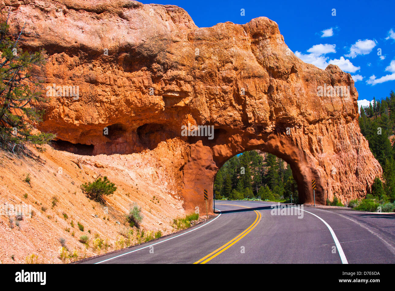 Red Arch road tunnel on the way to Bryce Canyon National Park,Utah,USA ...