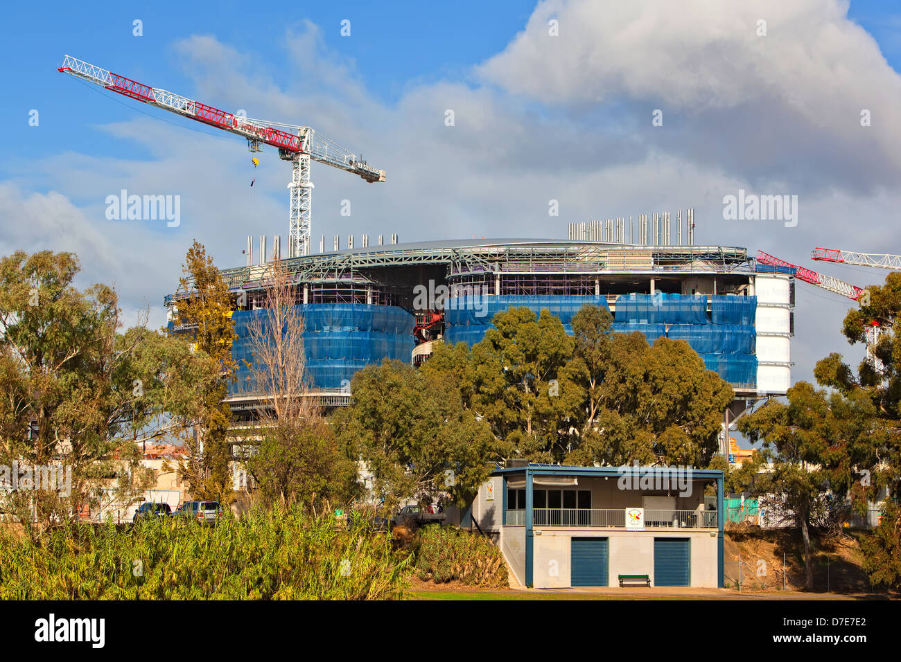 Construction cranes in the city of Adelaide South Australia Stock Photo ...