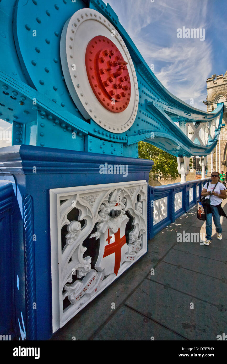 Wide angle view of section of Tower Bridge, London Stock Photo - Alamy