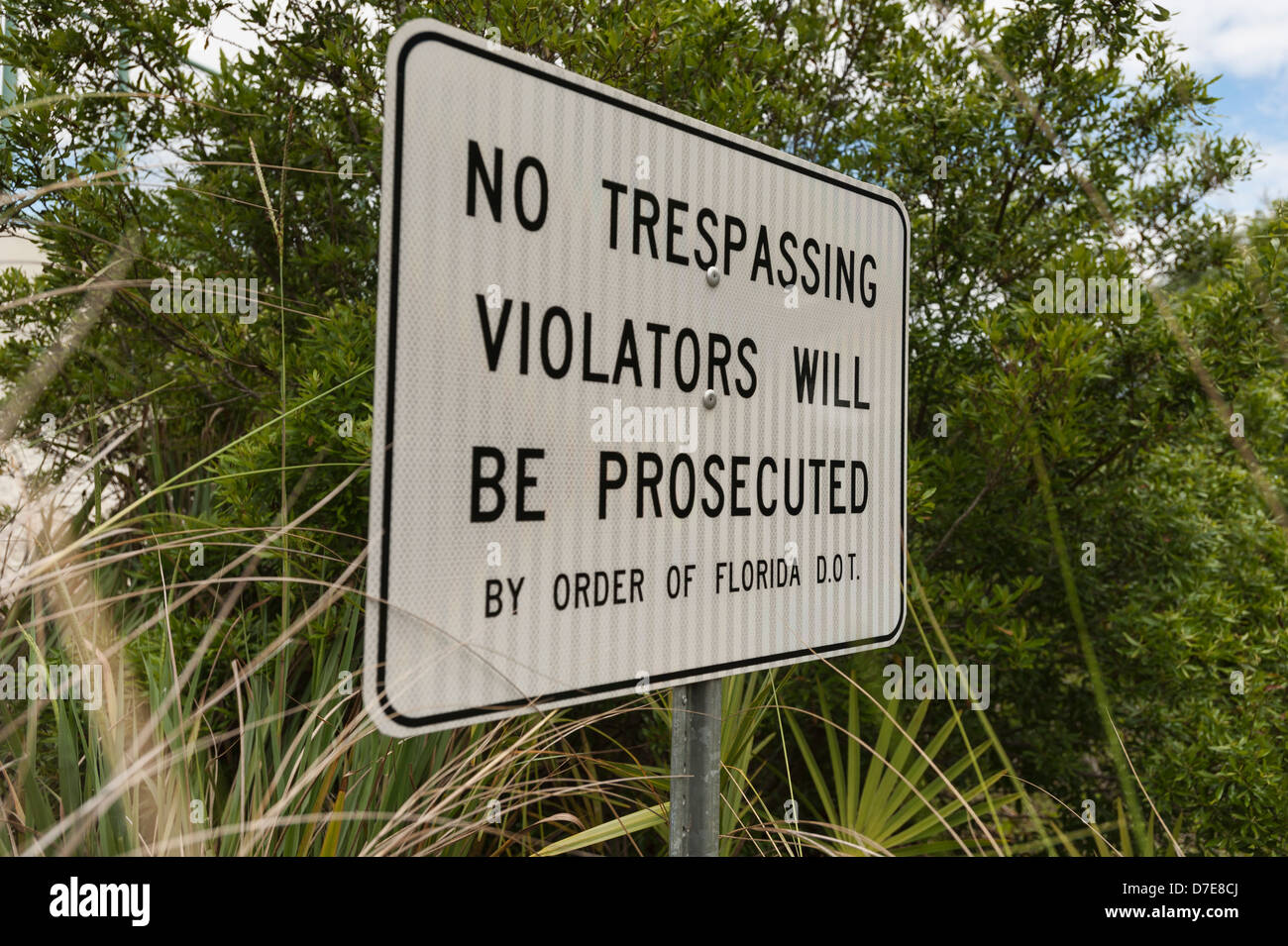 Florida Department of Transportation no trespassing sign Stock Photo ...