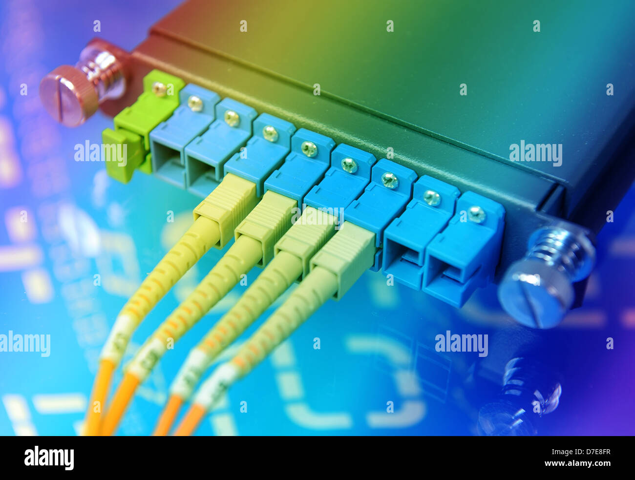fiber optic servers and hardwares in an internet data center Stock ...