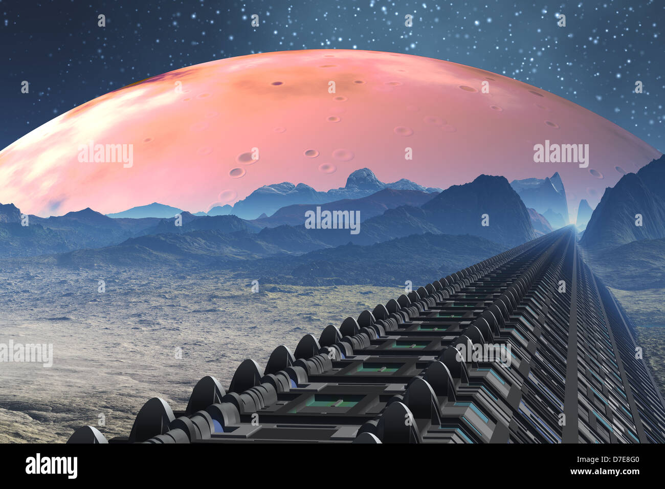 Alien world computer illustration Stock Photo - Alamy