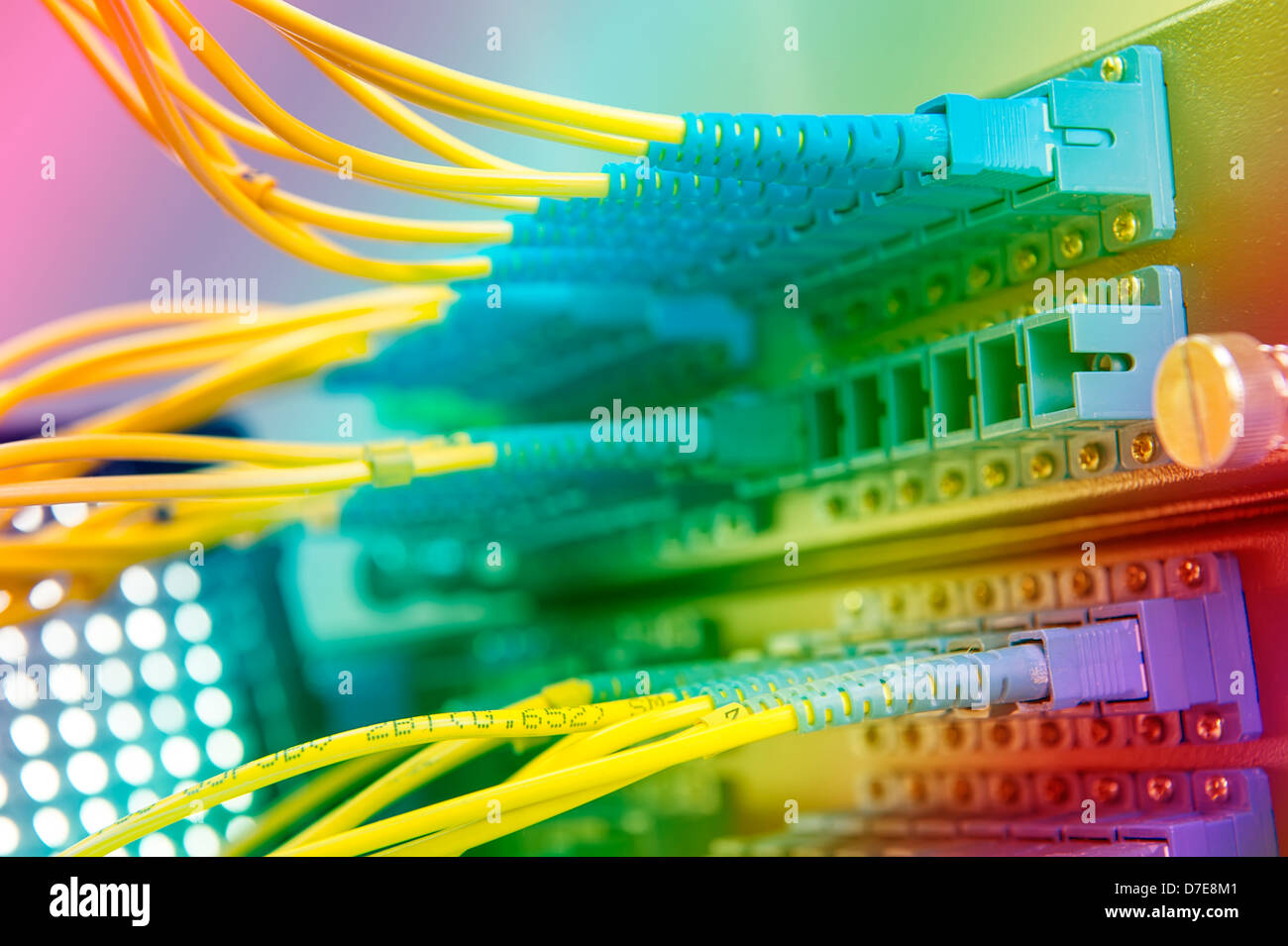 fiber optic servers and hardwares in an internet data center Stock ...