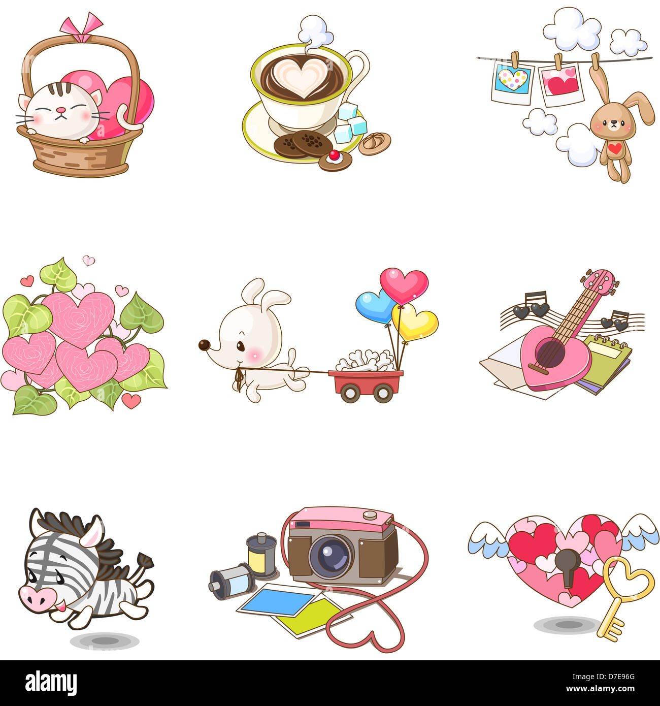 Cute animals and item Stock Photo - Alamy