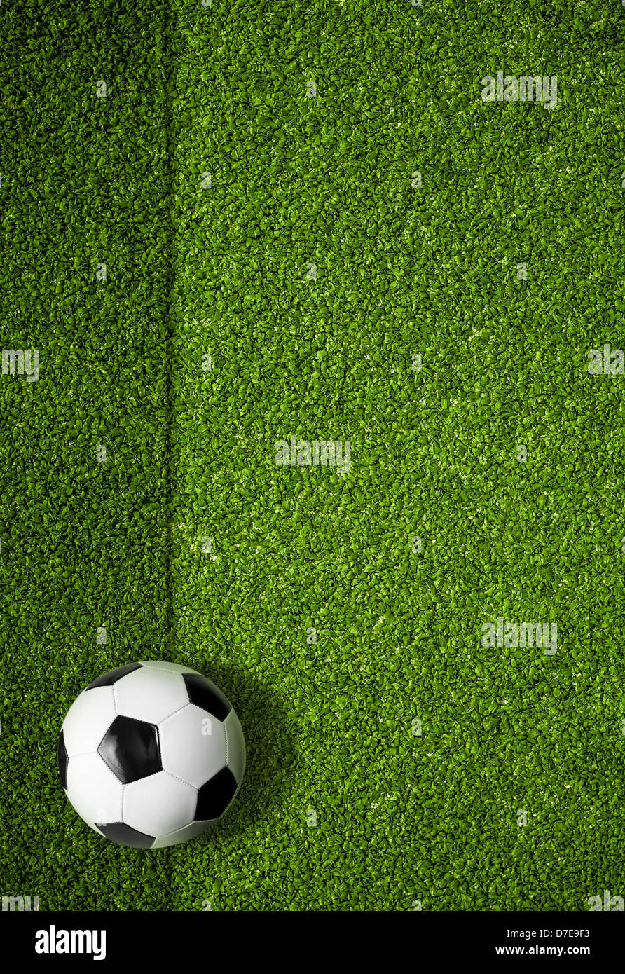 soccer field and ball top view background Stock Photo - Alamy