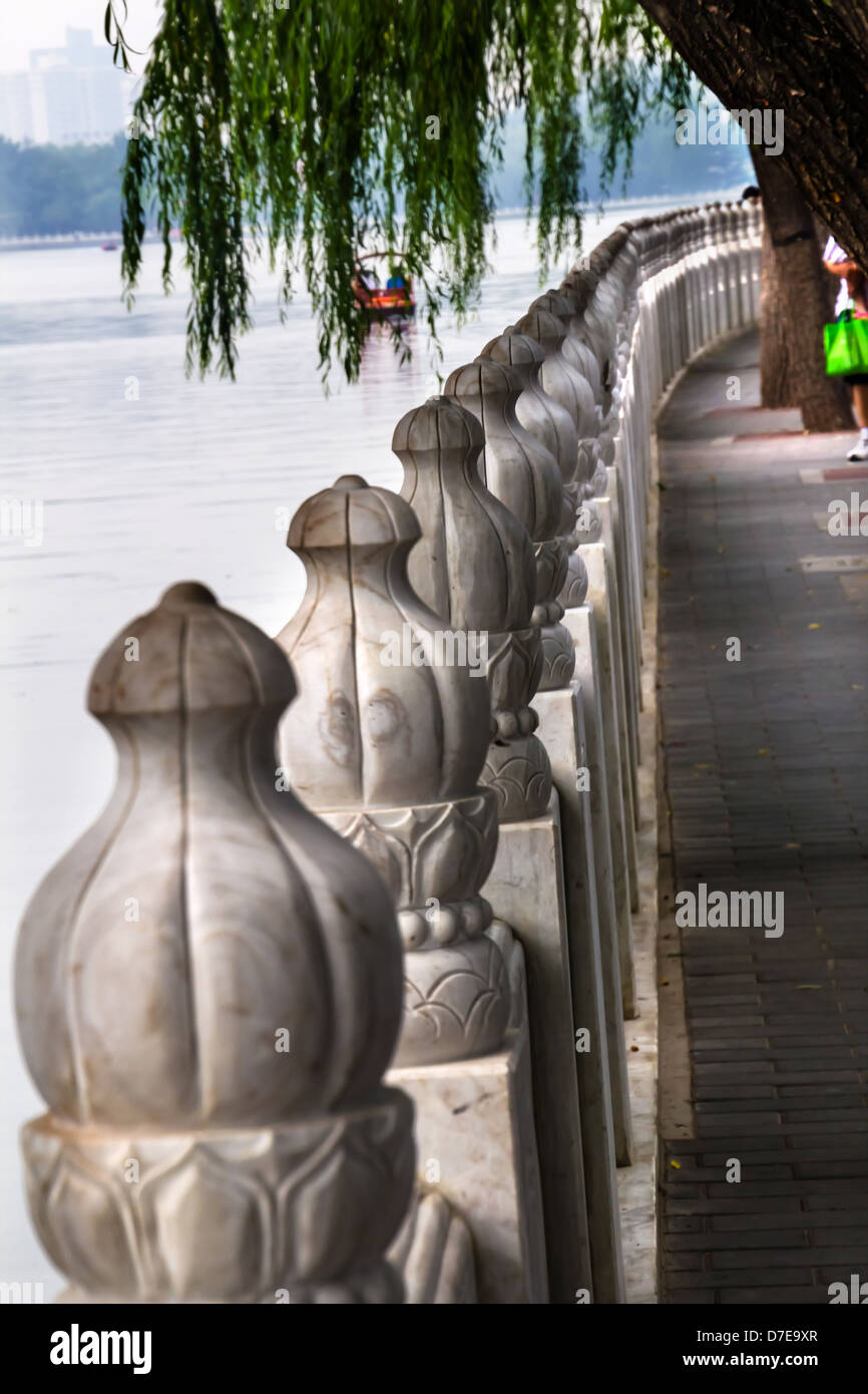 Stone Pillars Walkway Boat Houhai Lake Beijing, China Stock Photo - Alamy