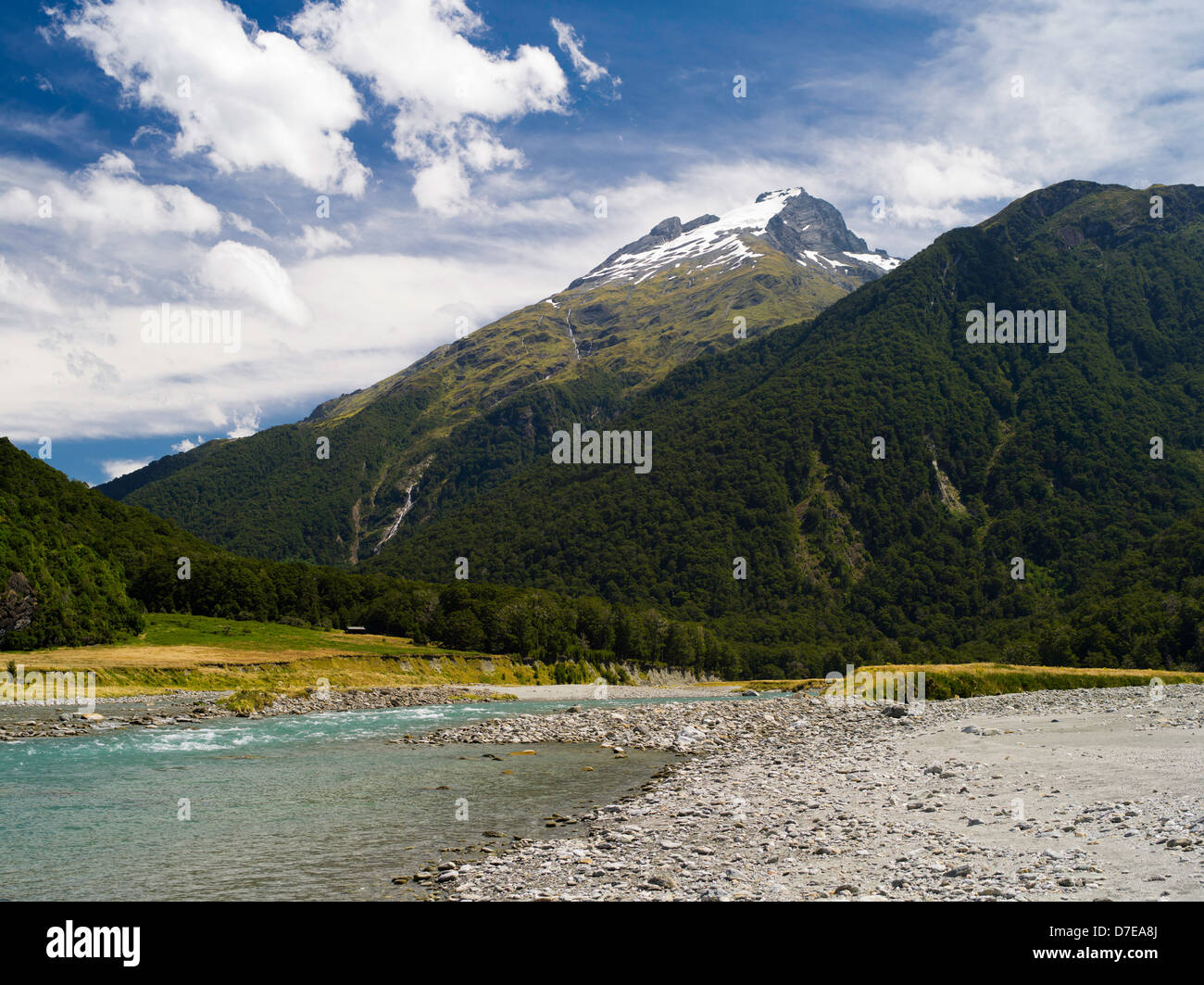 View of the Kerin Forks and Mount Aeolus, Wilkins River, Mount Aspiring ...