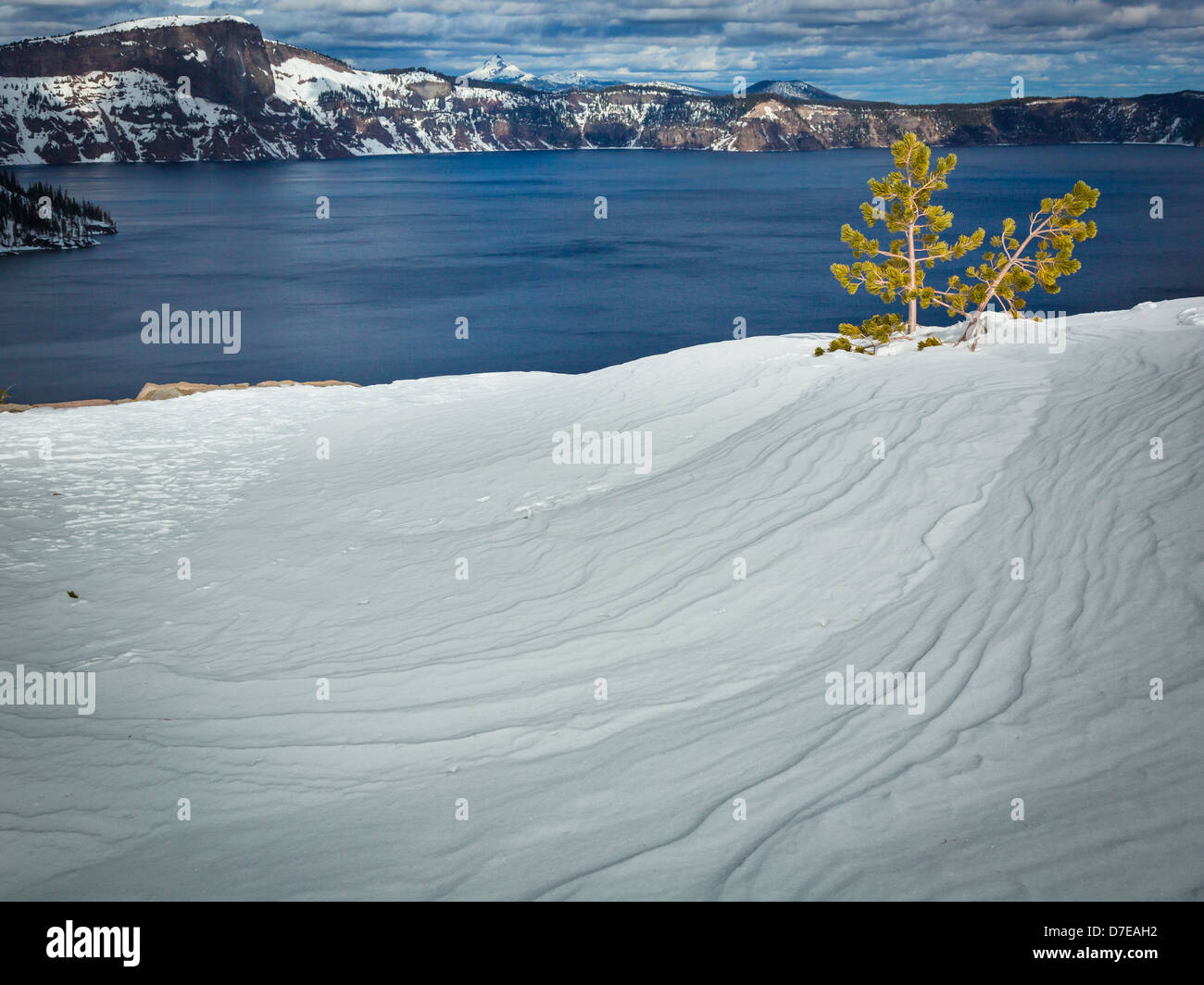 Crater Lake National Park, located in southern Oregon, during winter ...