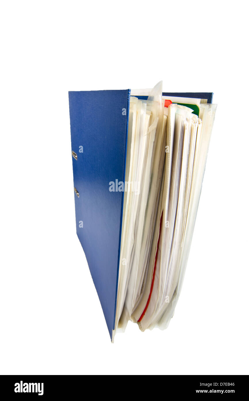 Folder. Pile with old documents and bills. Isolated on white background ...
