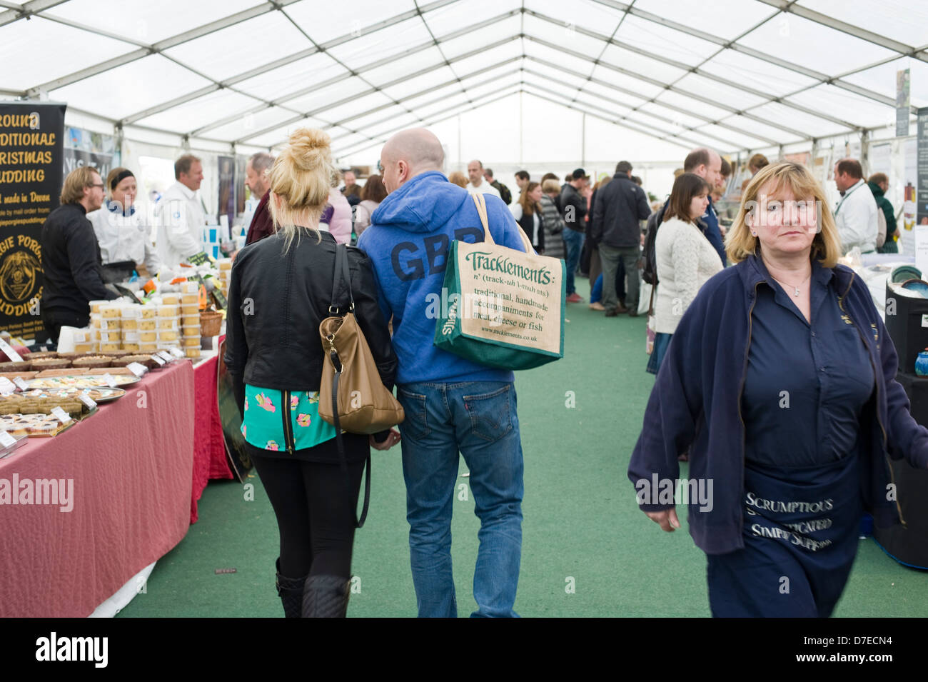 Visitors browse stalls in main marquee at Exeter Festival of South West ...