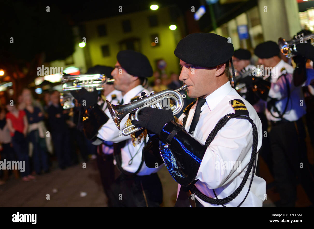 Holy Week parade at night in Puerto de la Cruz, Tenerife Stock Photo ...