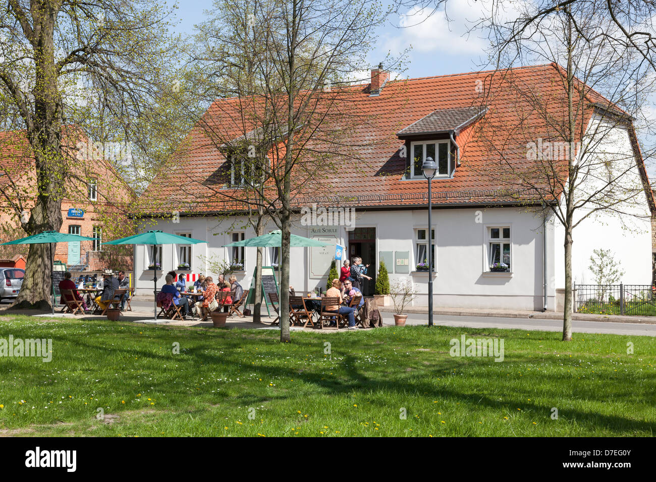 Alte Schule Cafe, Ribbeck, Havelland, Brandenburg, Germany Stock Photo ...