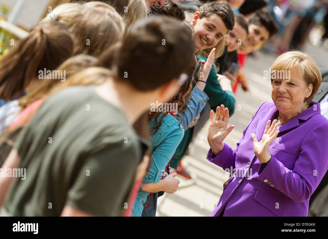 German chancellor Angela Merkel vists the Johann-Gottfried-Herder high ...