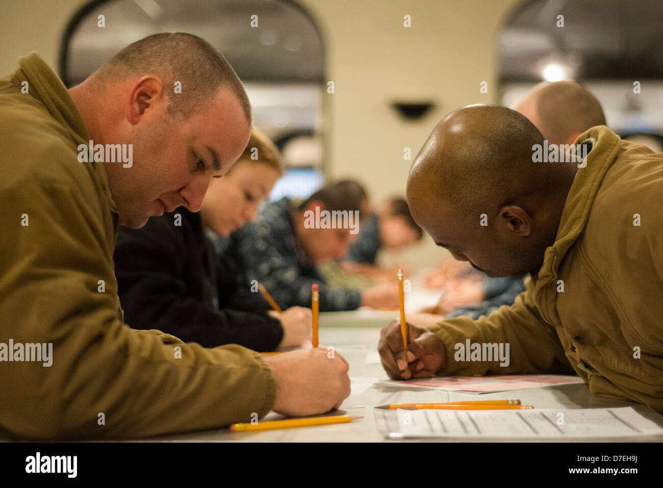 Sailors take the Petty Officer 1st Class Exam Stock Photo - Alamy