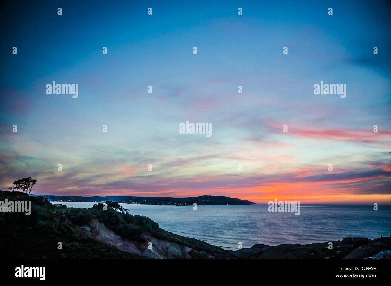 sunset at the strait of gibraltar Stock Photo - Alamy
