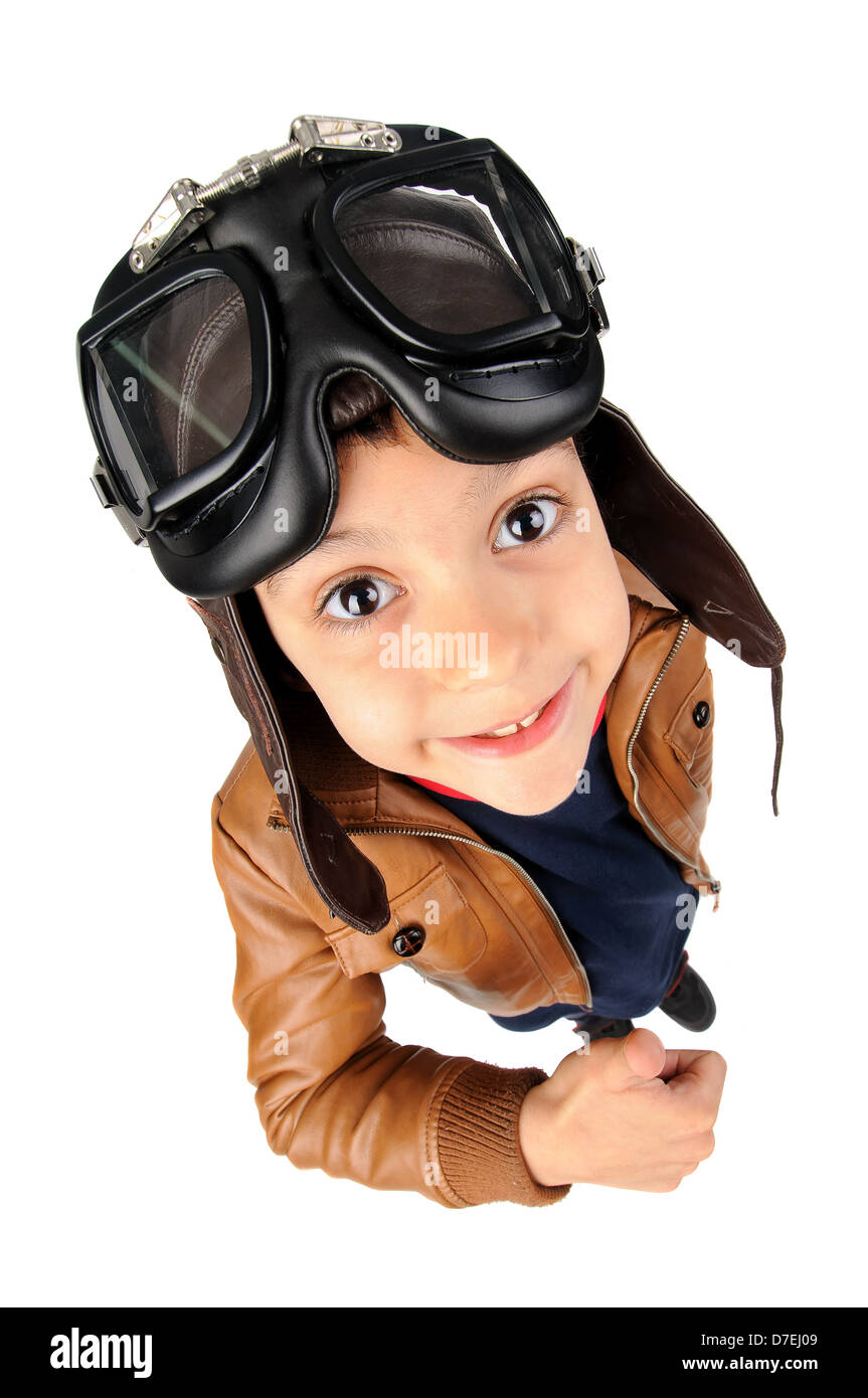 Young boy pilot isolated in white Stock Photo - Alamy