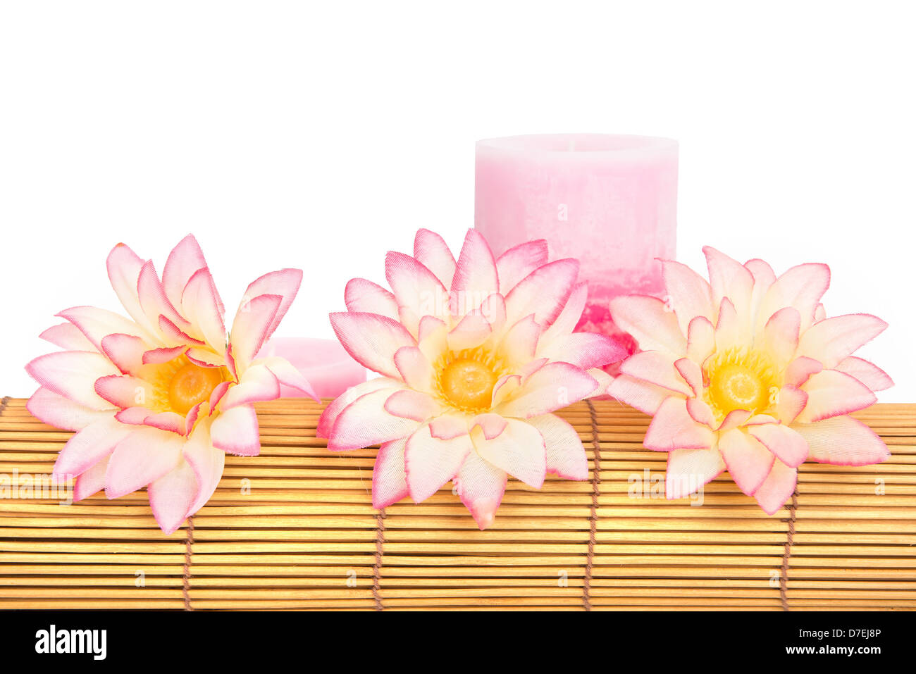 Spa setting in pink tone isolated in white Stock Photo - Alamy
