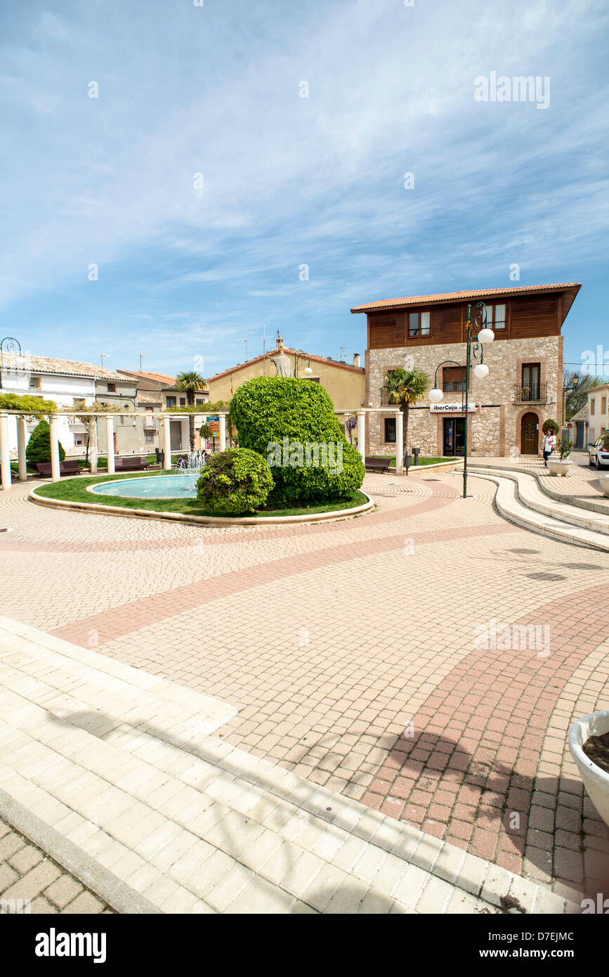Main square of La Muela small town, Saragossa, Spain Stock Photo - Alamy
