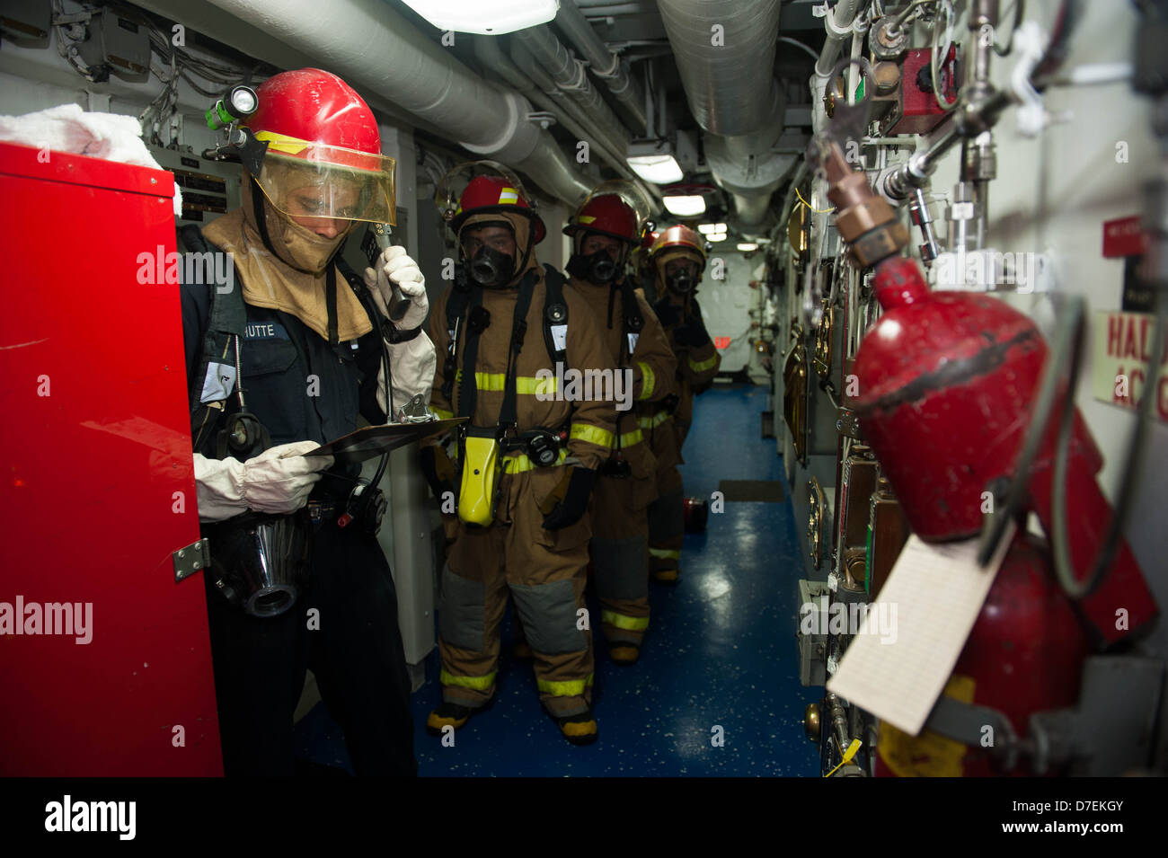 Simulated fire fighting drill hi-res stock photography and images - Alamy