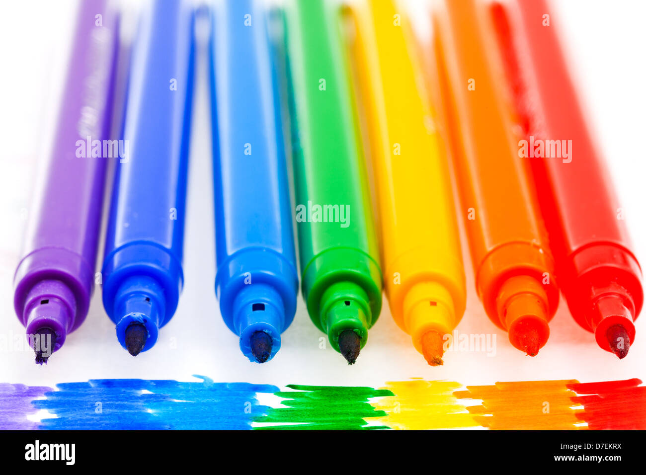 tips of rainbow color felt pens close up Stock Photo - Alamy