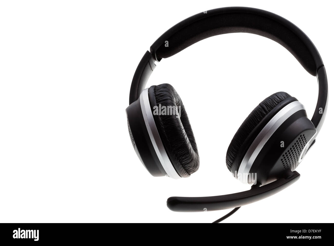 Headphones microphone on black background hi-res stock photography and ...