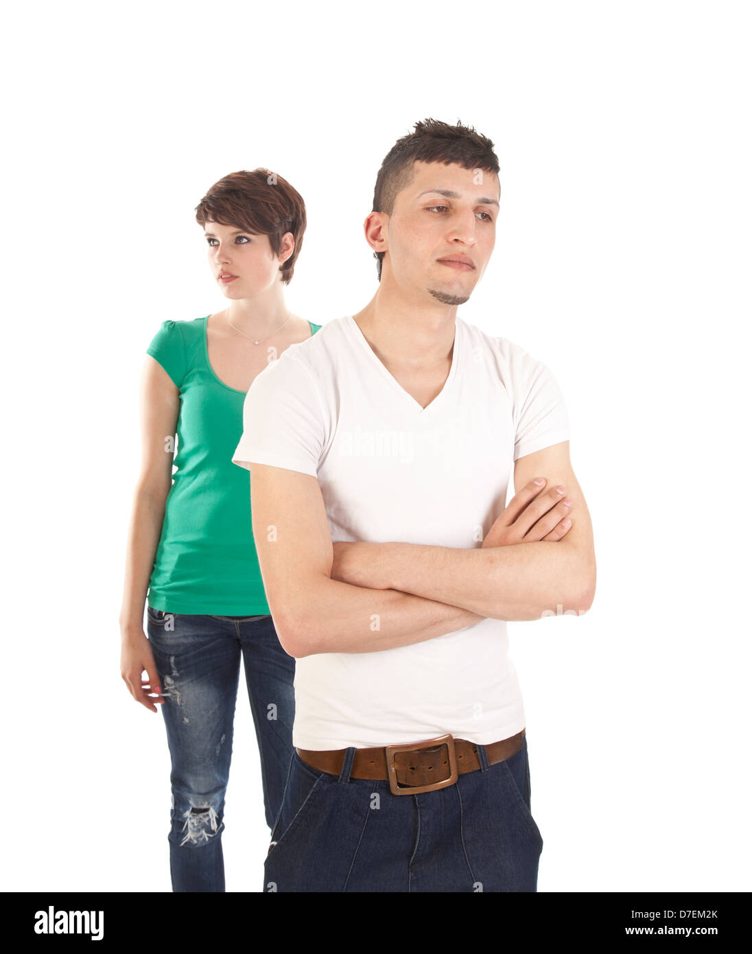 Young man and woman arguing isolated on white background Stock Photo ...