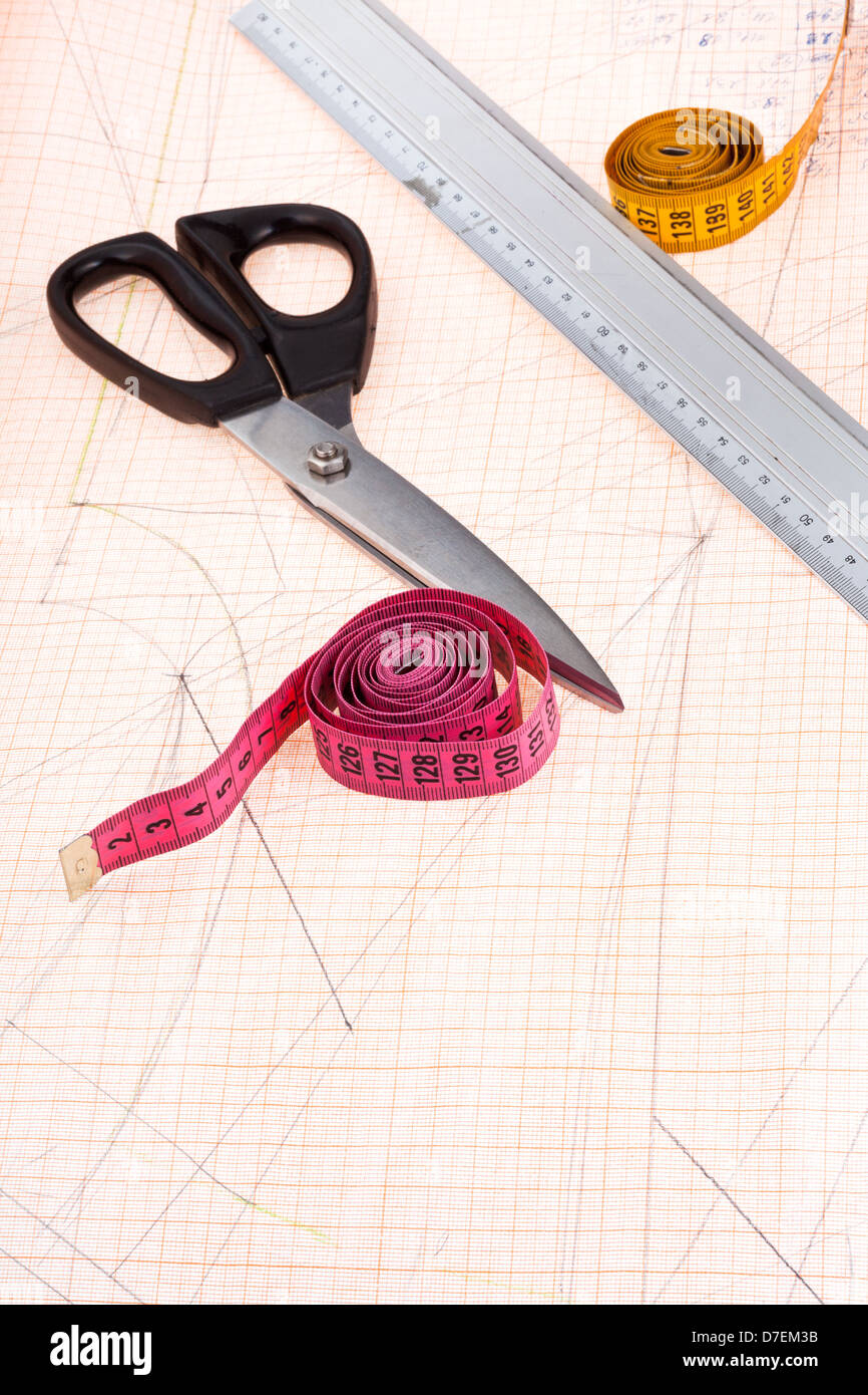 graph paper and tailors shears, ruler, measure tapes at graph paper ...