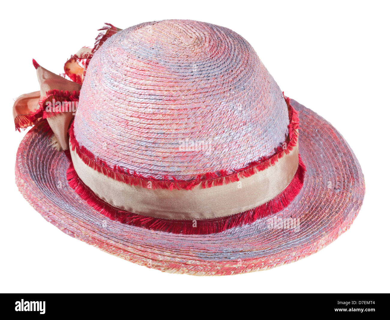 painted summer straw hat isolated on white background Stock Photo - Alamy