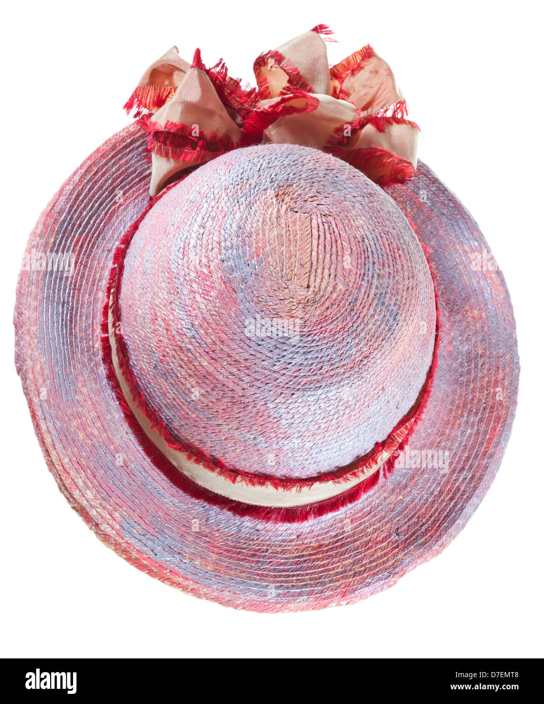 top view of painted summer straw hat isolated on white background Stock ...