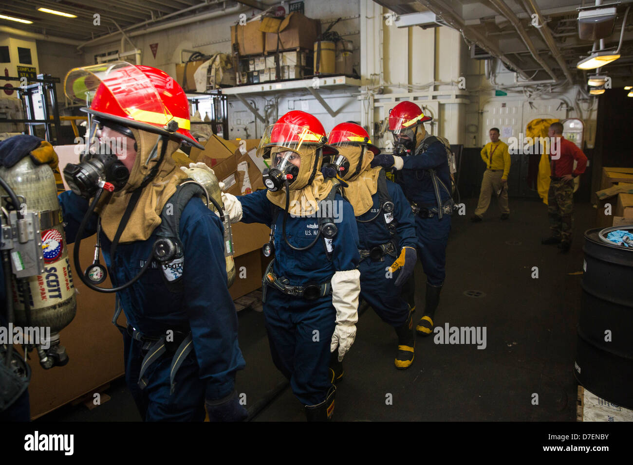 Sailors practice firefighting aboard USS Kearsarge Stock Photo - Alamy