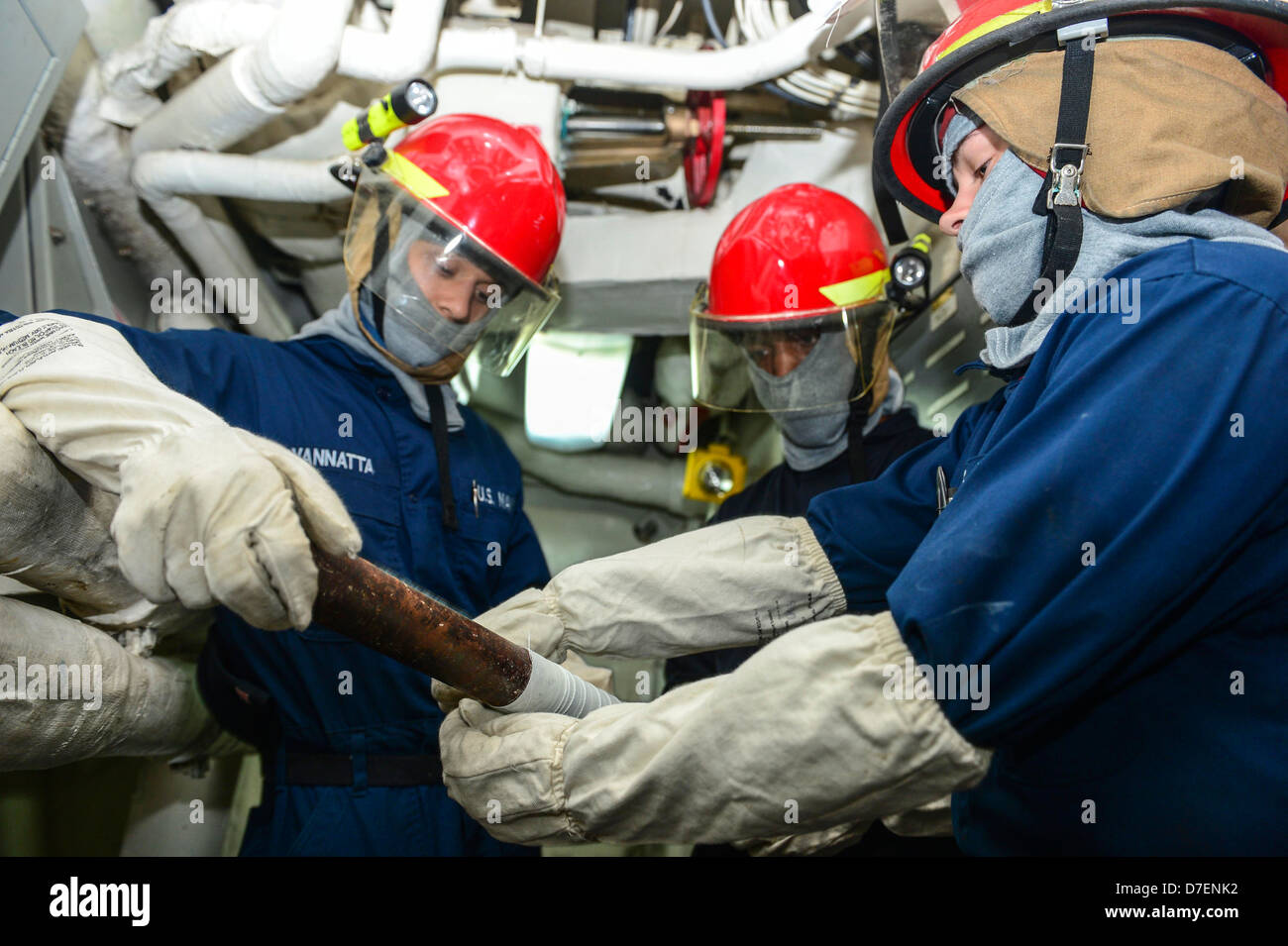 Sailors practice pipe patching Stock Photo - Alamy
