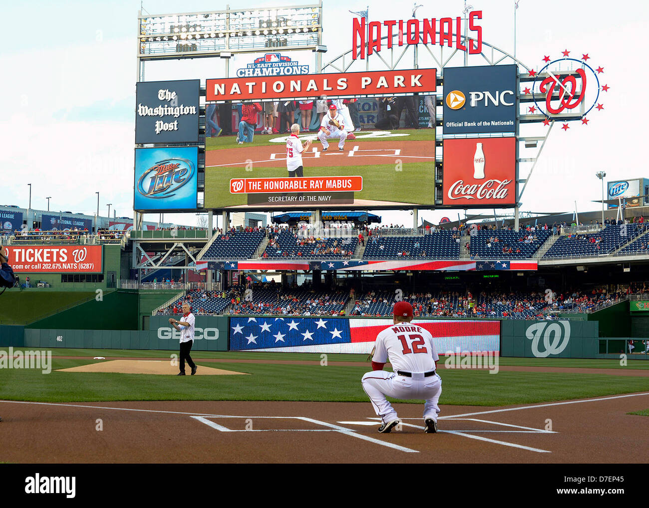 SECNAV throws the first pitch Stock Photo - Alamy
