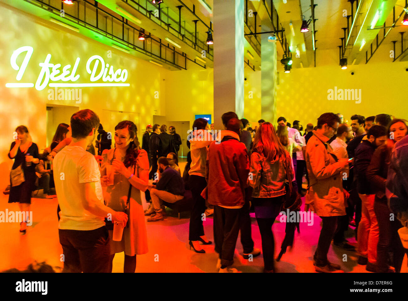 Paris, France, Large Crowd of People Sharing Drinks at Bar at French ...