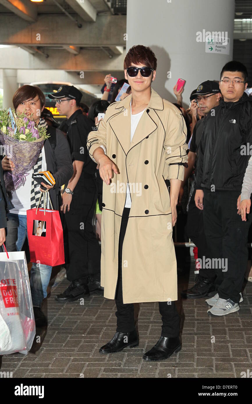 Kim Beom was welcomed by his fans at the airport in Hong Kong, China on ...