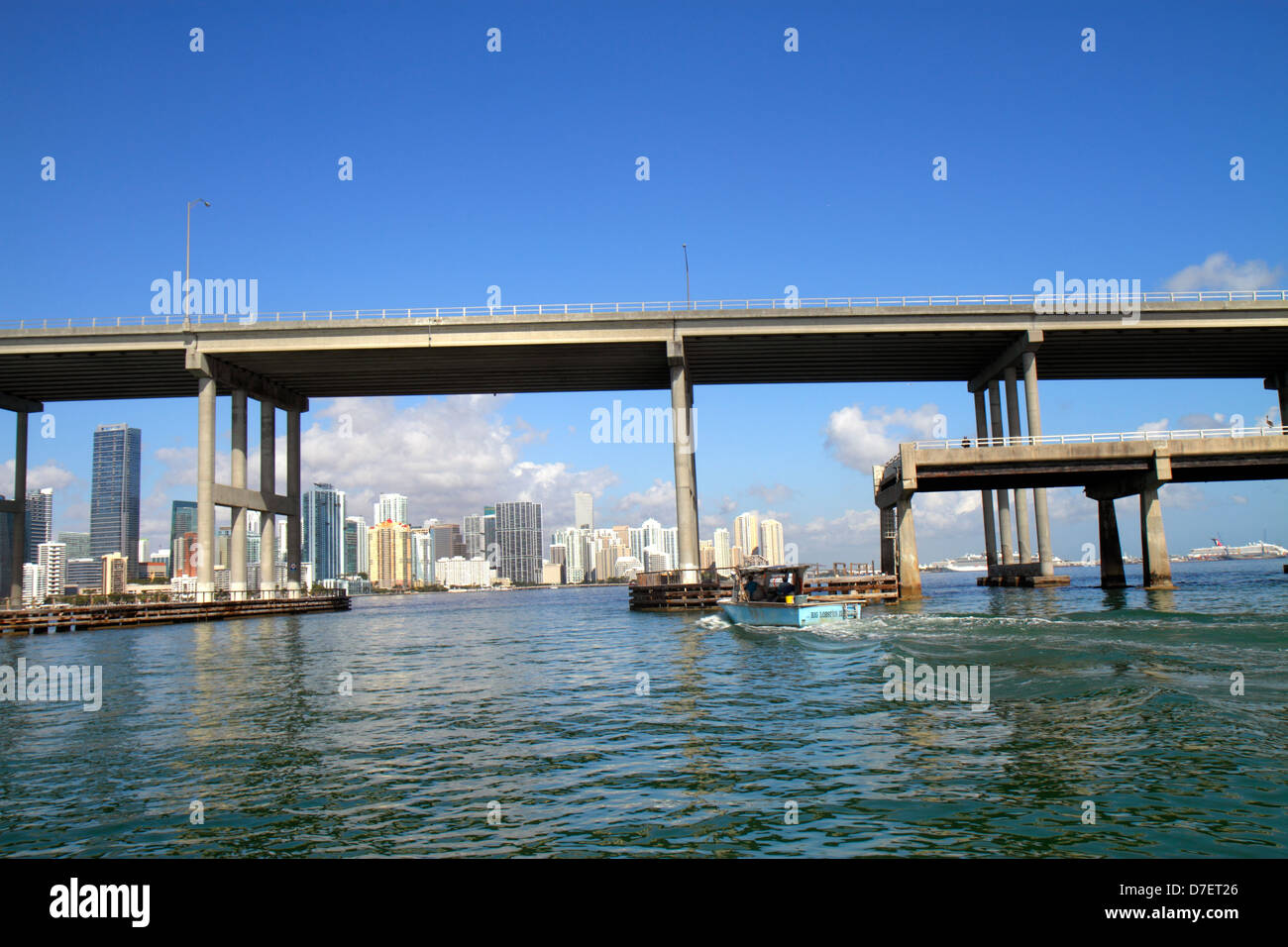 Miami Florida,Biscayne Bay water,Rickenbacker Causeway,bridge,city ...