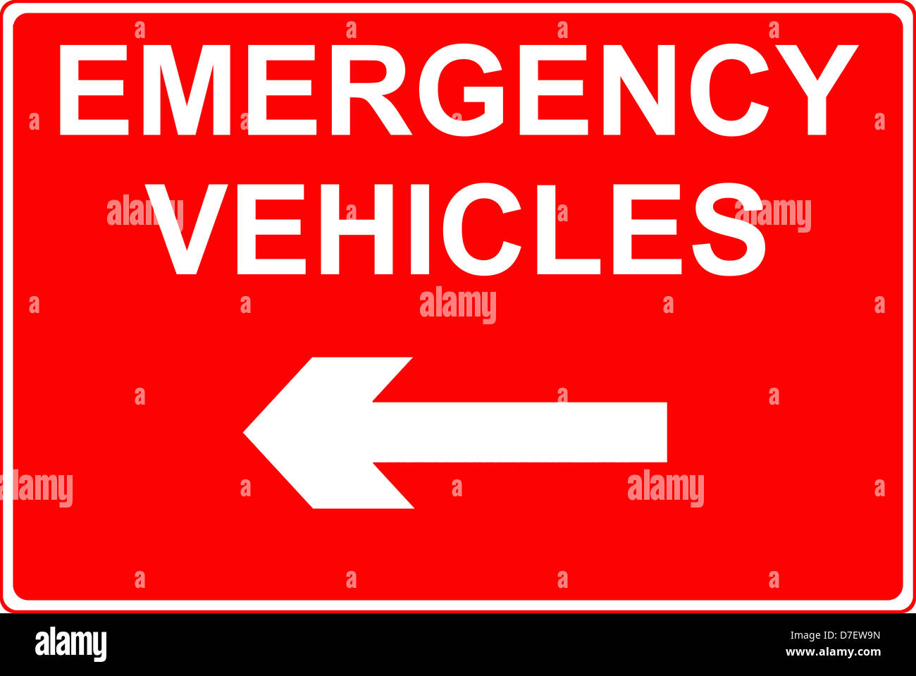 Emergency vehicles only allowed this way during road work sign Stock ...