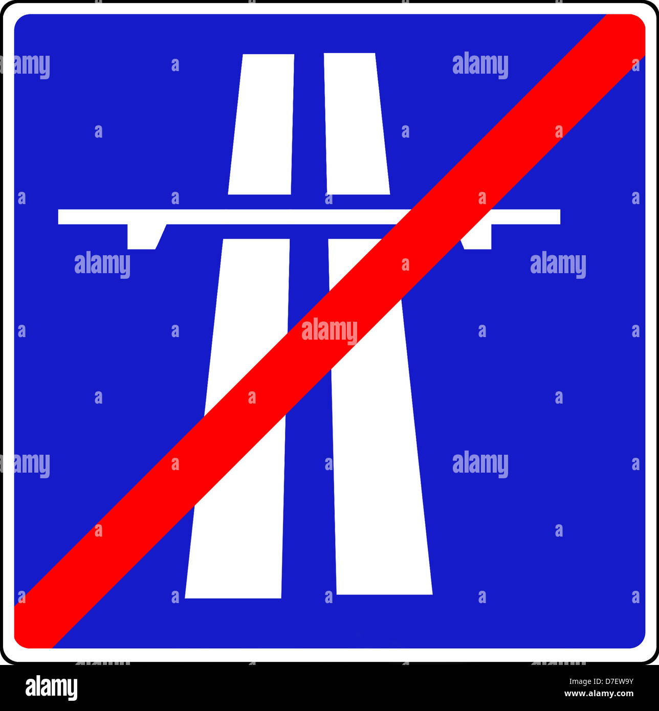 End of motorway sign Stock Photo - Alamy
