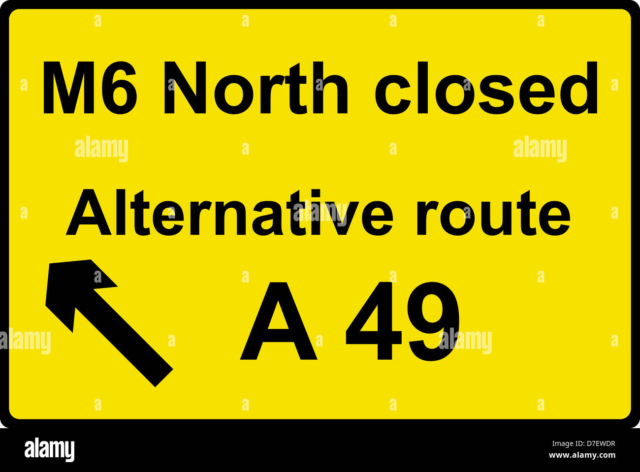 Temporary diversion route M6 north closed showing alternative route ...