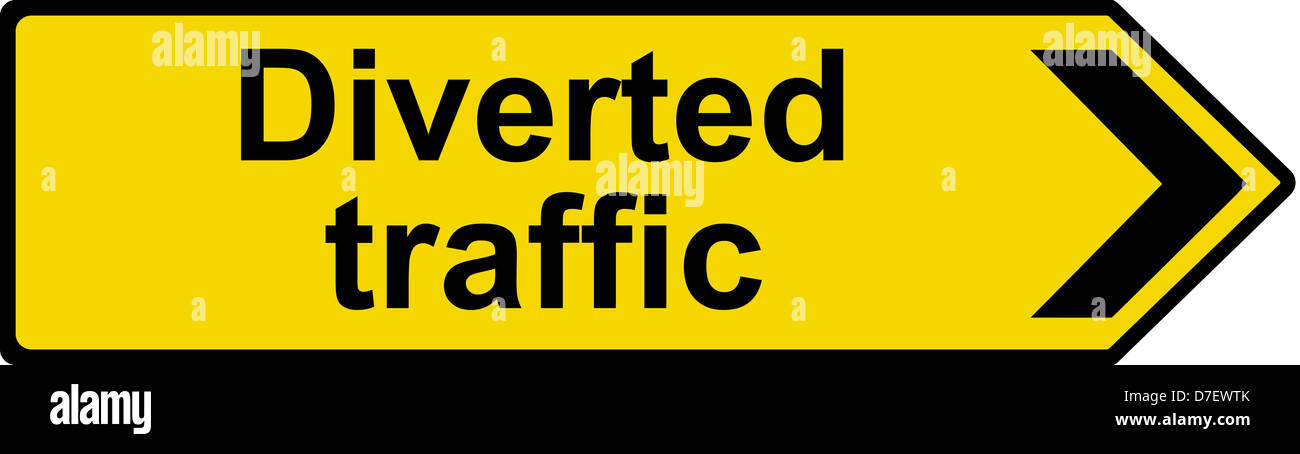 Diverted sign for traffic that that has been diverted from a closed ...