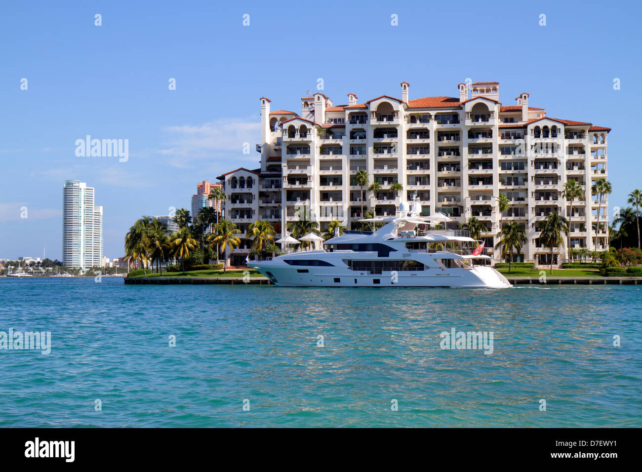 Miami Florida,Biscayne Bay water,Fisher Island,condominium condominiums ...