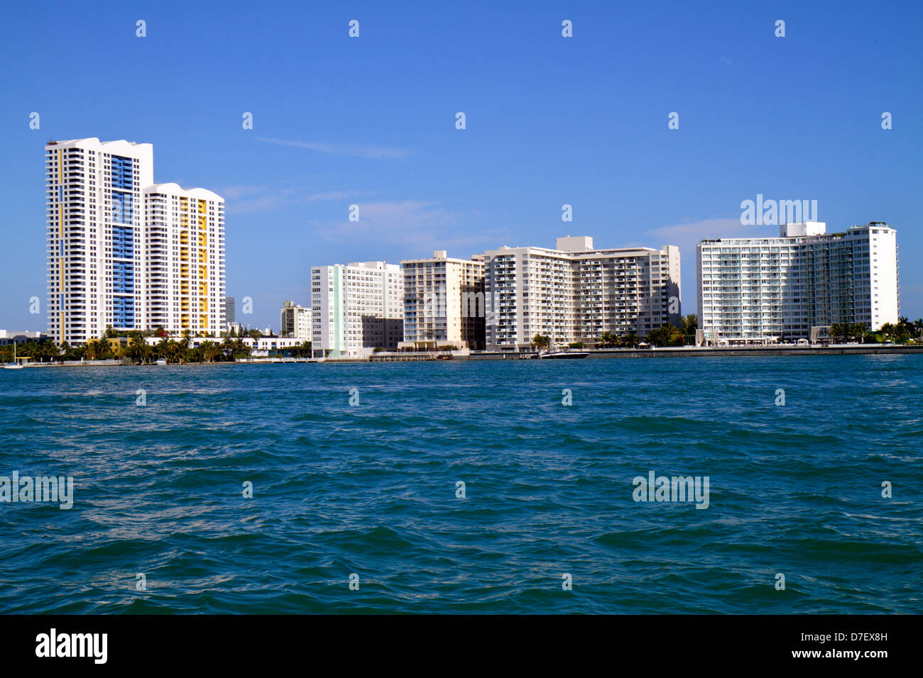 Miami Beach Florida,Biscayne Bay water,high rise skyscraper skyscrapers ...