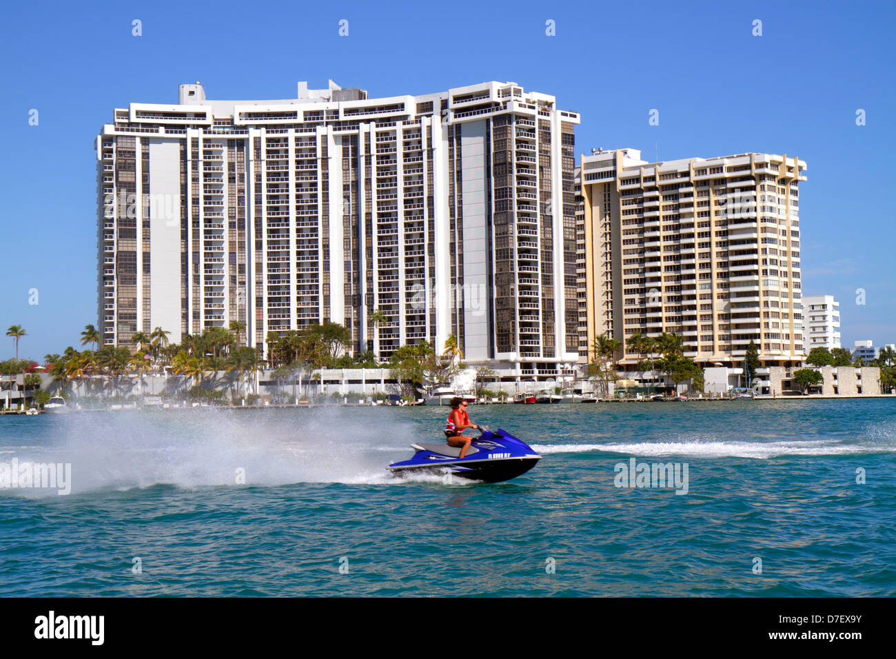 Miami Beach Florida,Biscayne Bay water,high rise skyscraper skyscrapers ...
